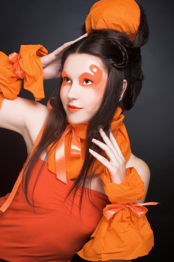 Orange girl. stock photo. Image of artistic, glamour - 32364260
