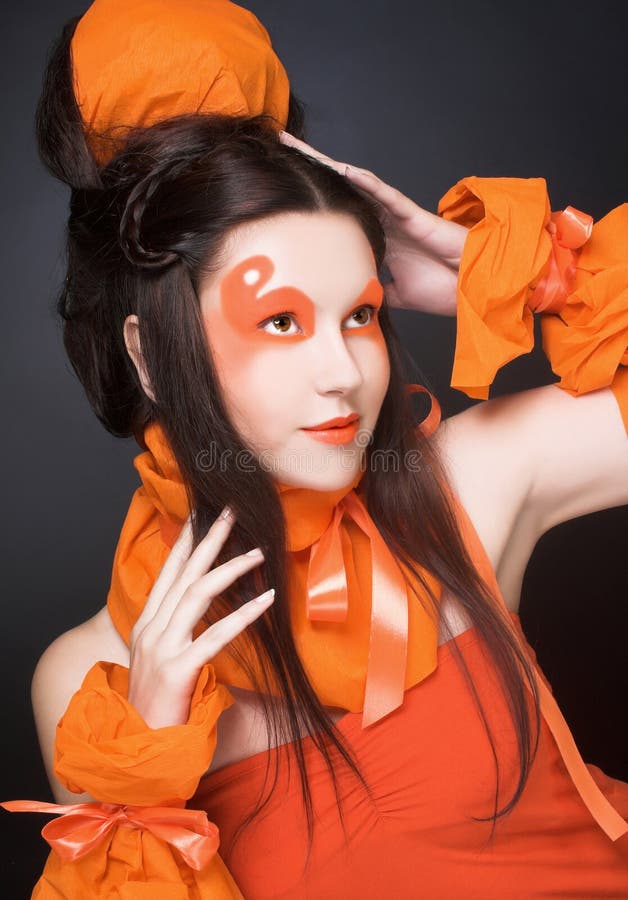 Orange girl. stock photo. Image of attractive, human - 39906560