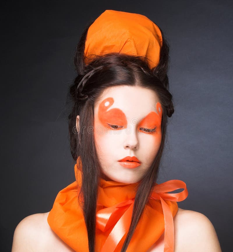 Orange girl. stock photo. Image of person, female, artistic - 40239482