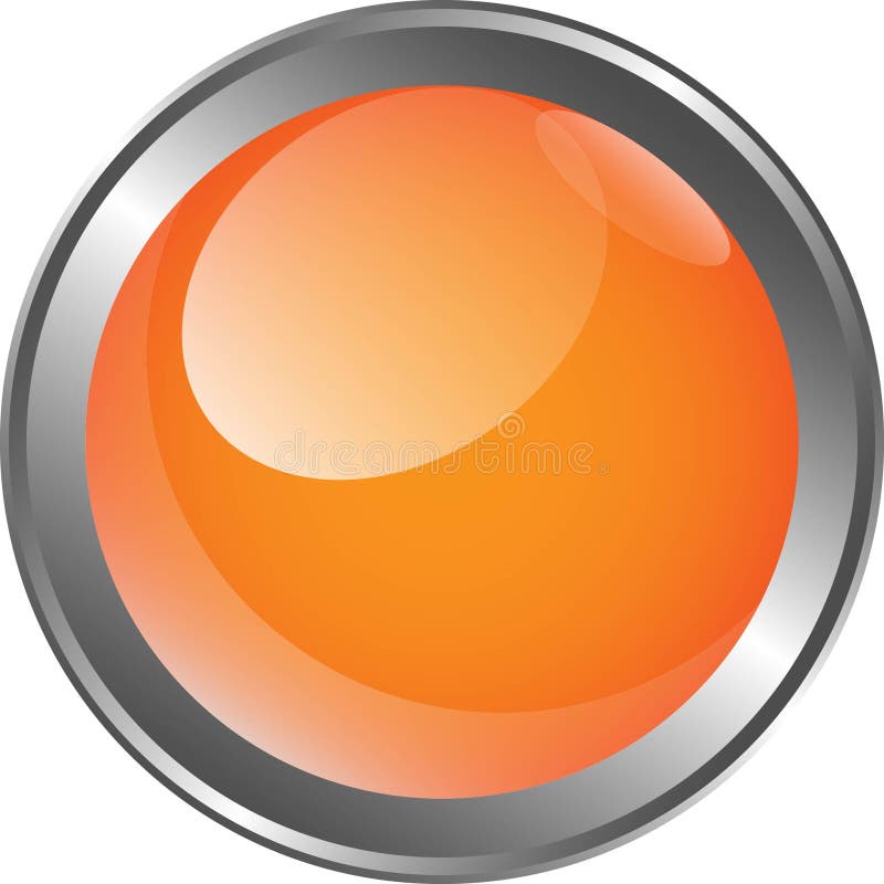 Orange Glass Button with a Led and Silver Ring Stock Vector ...