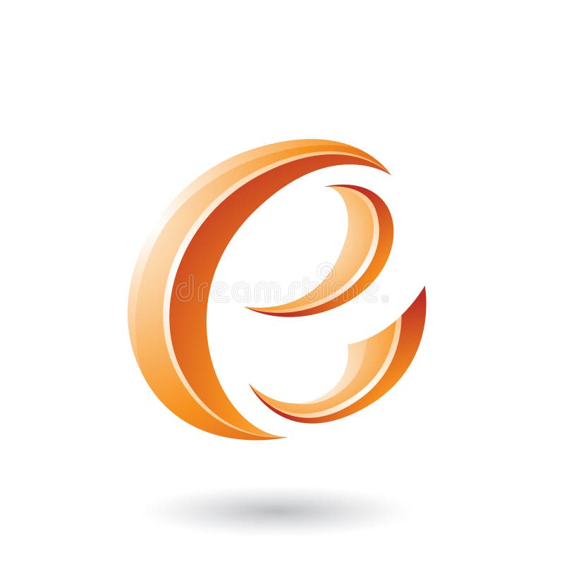 Orange Glossy Crescent Shape Letter E Vector Illustration Stock Vector ...