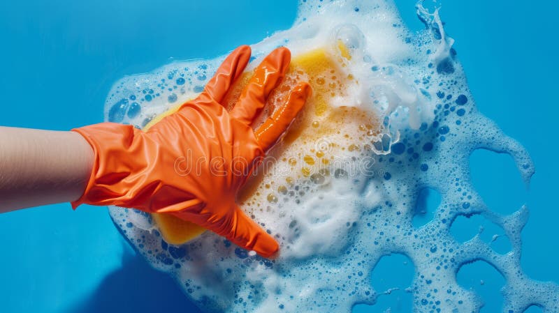 Hand Cleaning with Soapy Sponge.. AI Generated Stock Photo - Image of ...