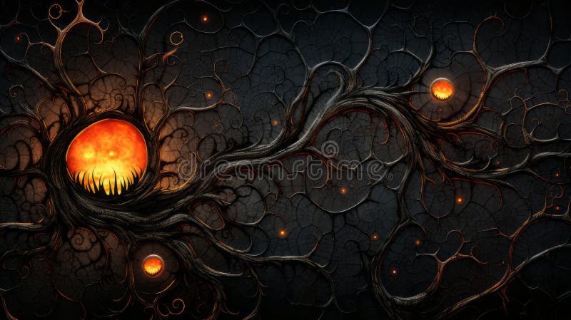 An Orange Glow in the Dark Background with a Tree in the Center Stock ...