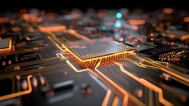 Cpu is Glowing on Motherboard with Bokeh Effect, Close Up View Stock ...