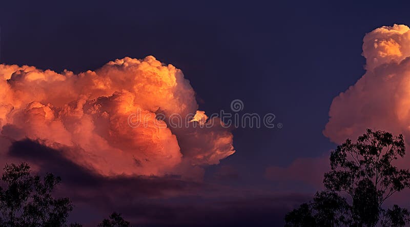 Massive Thunder Storm Clouds at Sunset Landscape Stock Image - Image of ...