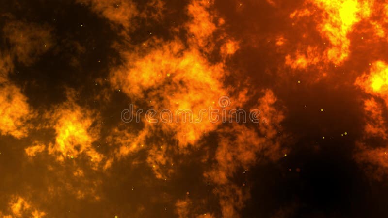Orange Glow Particles Floating on Fire Flow Background. Seamless Loop ...