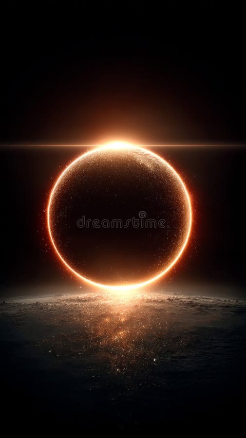 Orange Glowing Circle in Dark Space Stock Illustration - Illustration ...