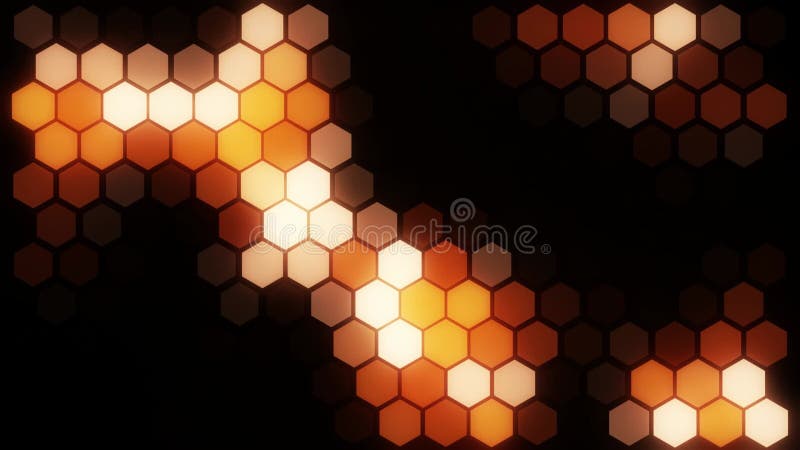 Orange Glowing Digital Hexagons - Seamless Loop Motion Graphic Abstract ...
