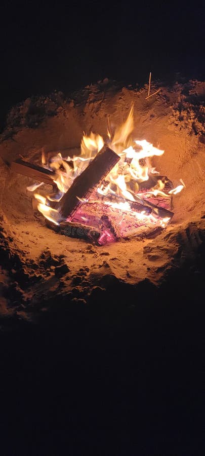 Orange Glowing Flames Campfire Stock Image - Image of campfire, camp ...