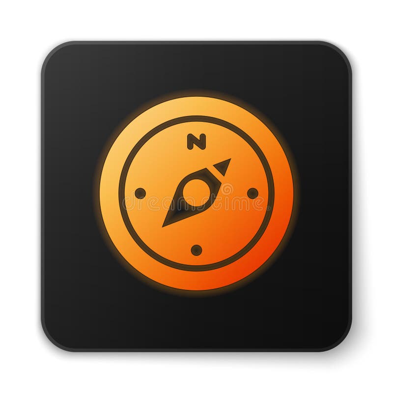 Orange Glowing Neon Compass Icon Isolated on White Background. Windrose ...