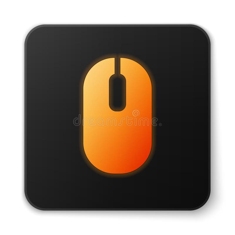 Orange Glowing Neon Computer Mouse Icon Isolated on White Background ...