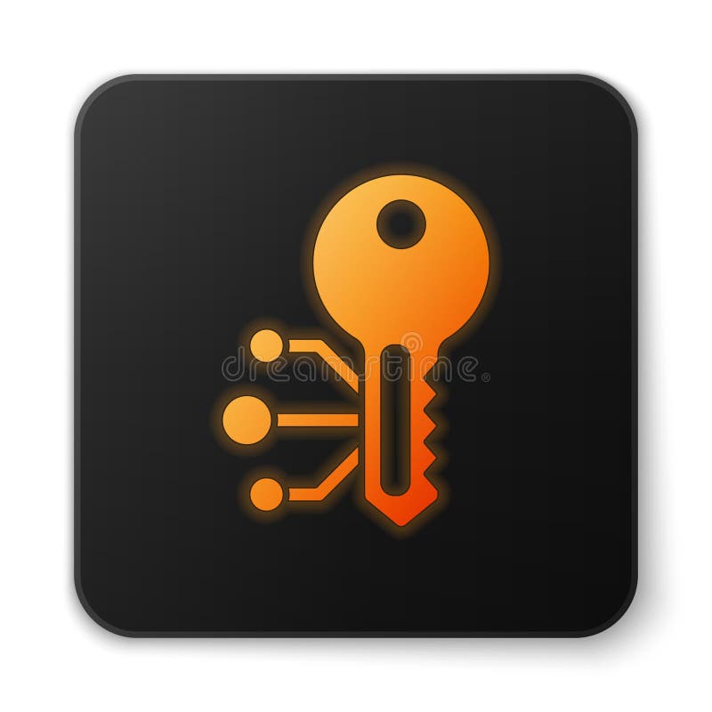 Orange Glowing Neon Cryptocurrency Key Icon Isolated on White ...