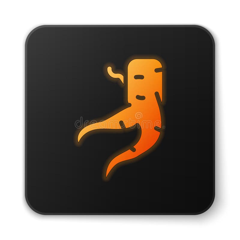 Orange Glowing Neon Ginger Root Icon Isolated on White Background ...