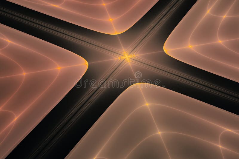 Orange Glowing Pattern of Crooked Wave Corners on a Black Background ...