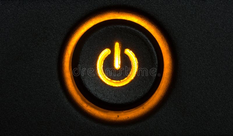 Orange Glowing Power Button Stock Photo - Image of close, computer: 7987876