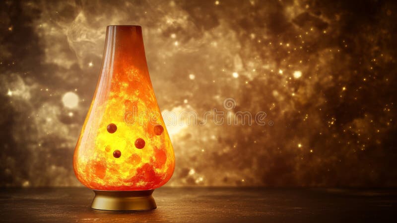 Orange Glowing Salt Lamp on Dark Background Stock Illustration ...