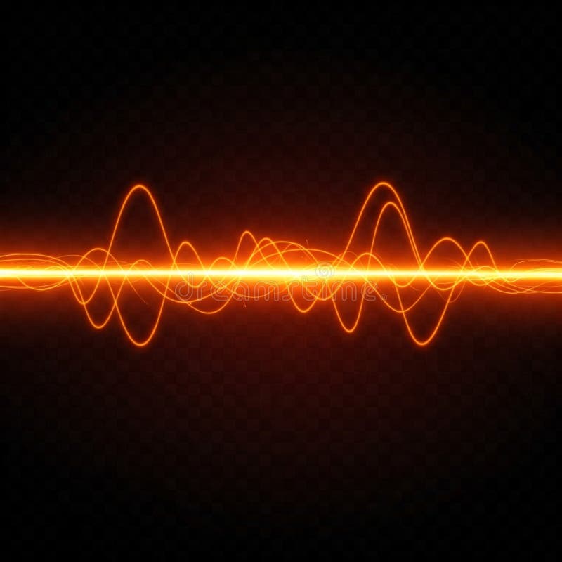 Orange Glowing Wave Light on Black Background Stock Illustration ...