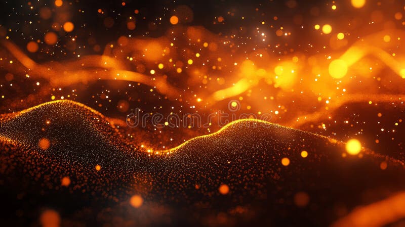 Orange Gold Particle Effect Background Swirling Sparkle Depth Dimension ...