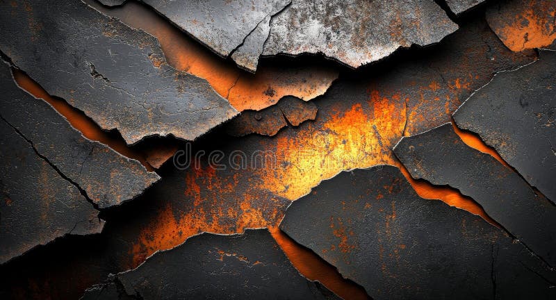 Orange-gold Surface with Cracks and a Cracked Surface. Stock Image ...