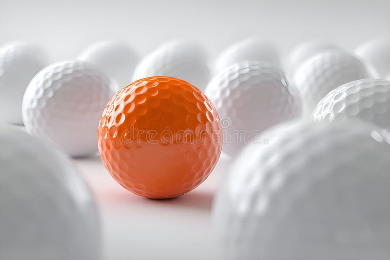 Orange Golf Ball Standing Out among White Golf Balls Stock Image ...