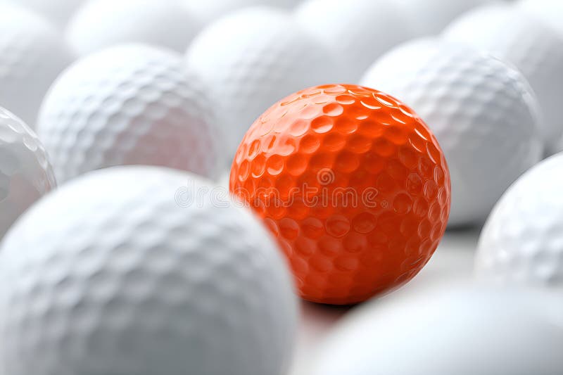 Orange Golf Ball Standing Out among White Golf Balls Stock Image ...