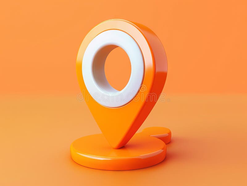 Orange Gps Pin on Orange Background 3d Rendering Stock Illustration ...
