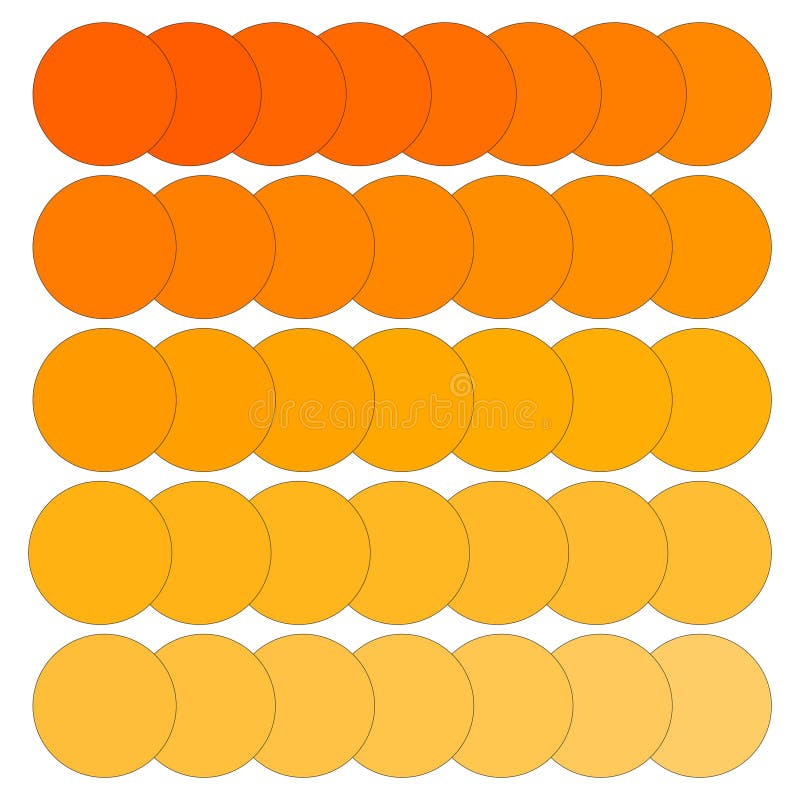 Orange Gradient Circles Vector. Warm Hue Transitions in Circular Shapes ...