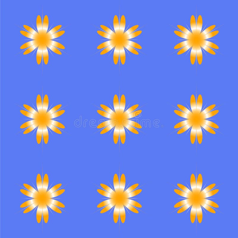 Orange Gradient Flower Pattern on a Blue Background Stock Vector ...
