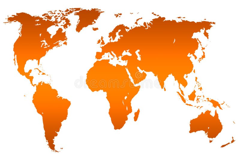 Orange Gradient World Map, Isolated Stock Illustration - Illustration ...