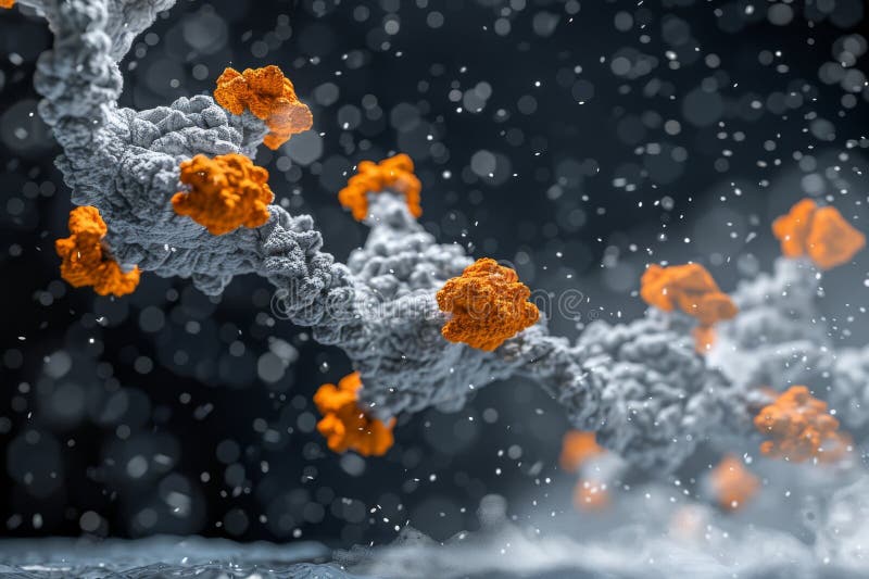 Orange and Gray DNA Strand with Icy Particles, Cold and Detailed Stock ...