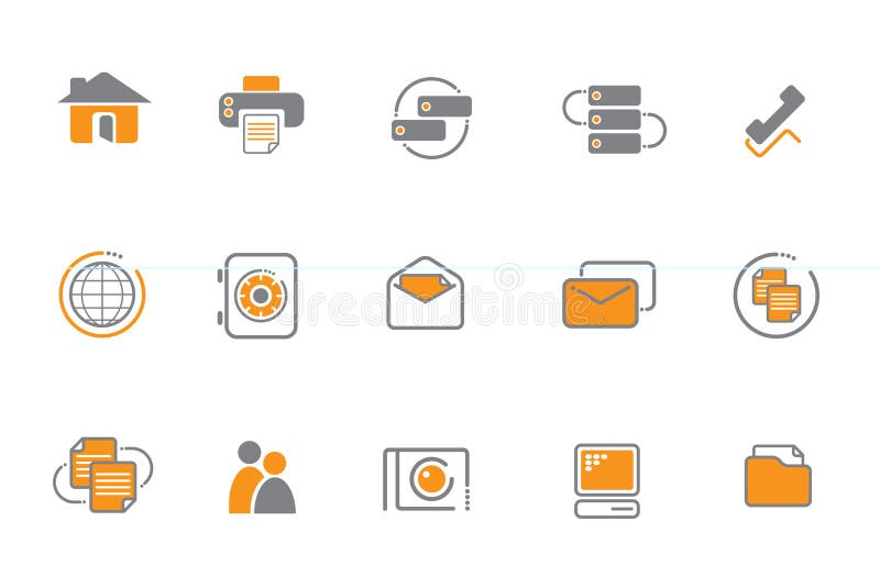 Orange and gray icon set stock vector. Illustration of collection - 9650698