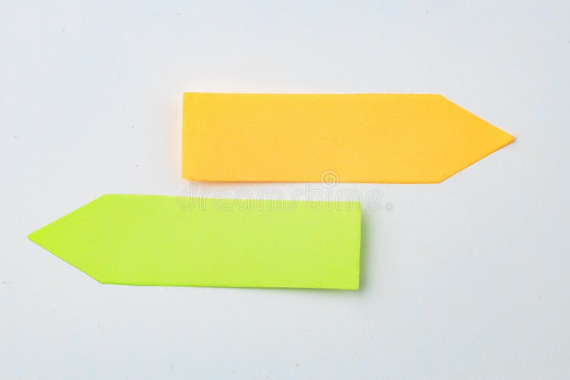 Orange and Green Arrow Sticky Notes on White Background Stock Photo ...
