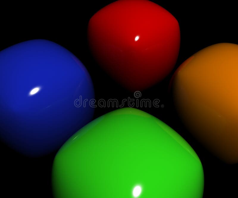 Orange and Green Blue and Red Plastic Objects Polishes and Reflecting ...