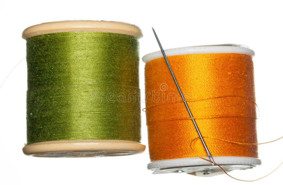 Orange and Green Bobbins of Thread Stock Photo - Image of bobbins ...
