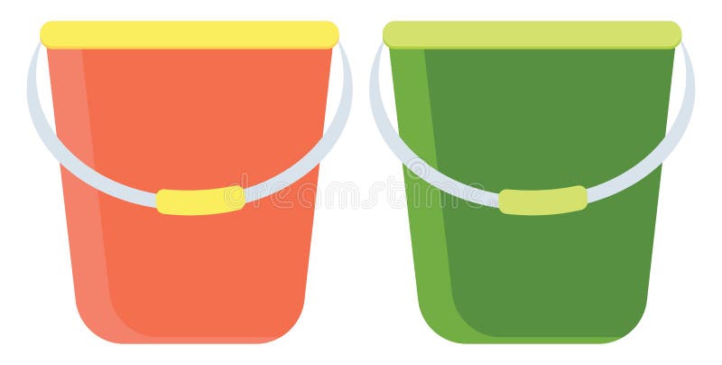 Orange and Green Bucket, Icon Stock Vector - Illustration of line ...