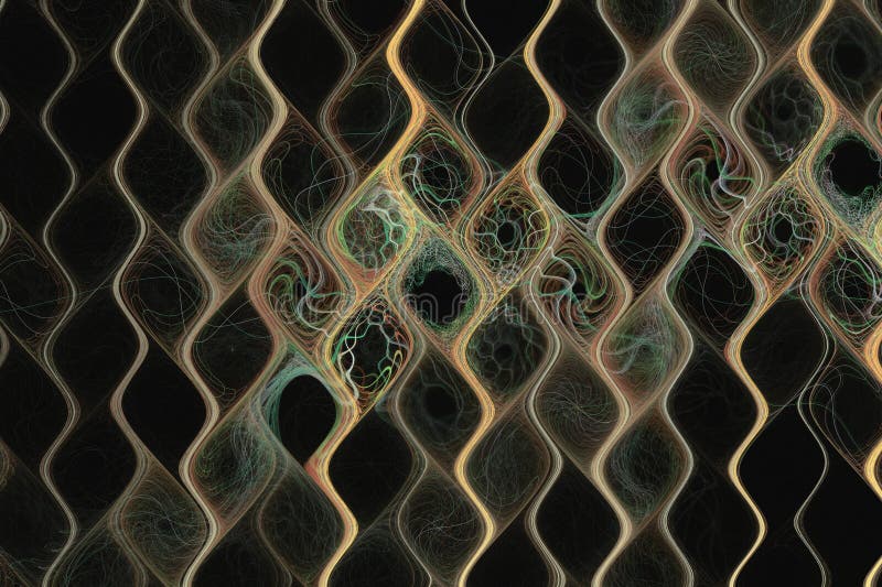 Orange Green Pattern of Crooked Waves on a Black Background. Stock ...