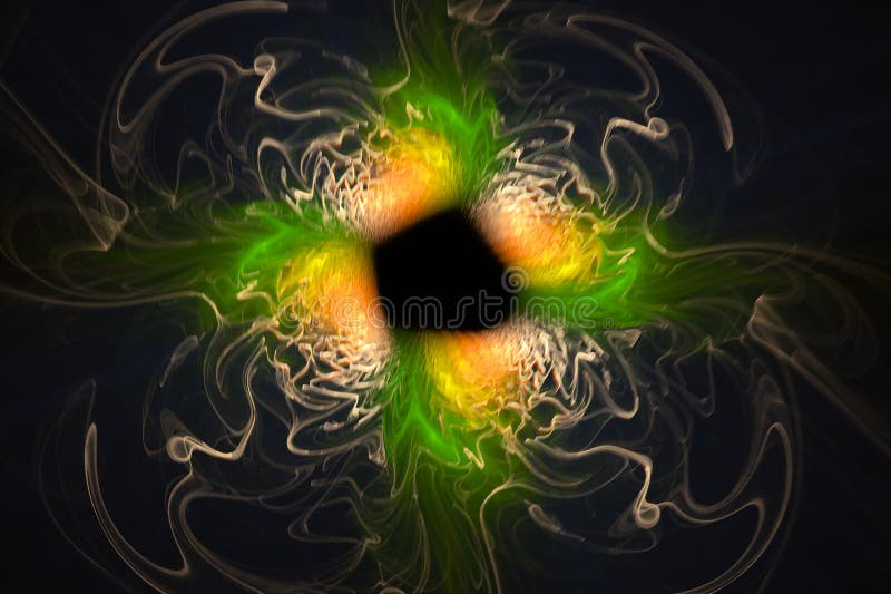 Orange Green Pattern of Crooked Waves with a Hole on a Black Background ...