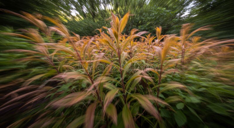 Orange and Green Plants Swaying in the Wind Stock Illustration ...