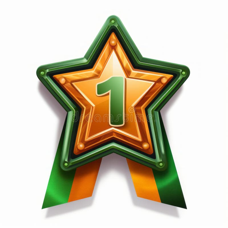 An Orange and Green Star with the Number One on it Stock Illustration ...