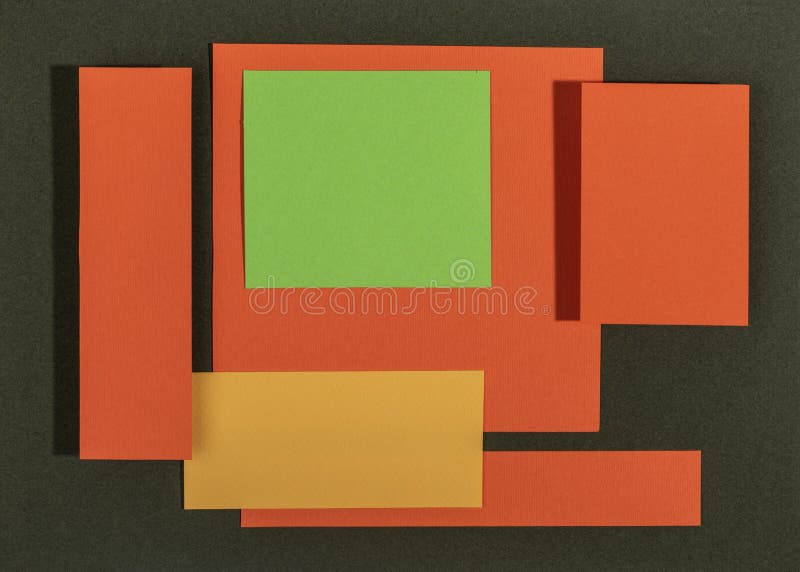Orange, Green, Yellow Notes Template with 3D Effect. Abstract Geometric ...