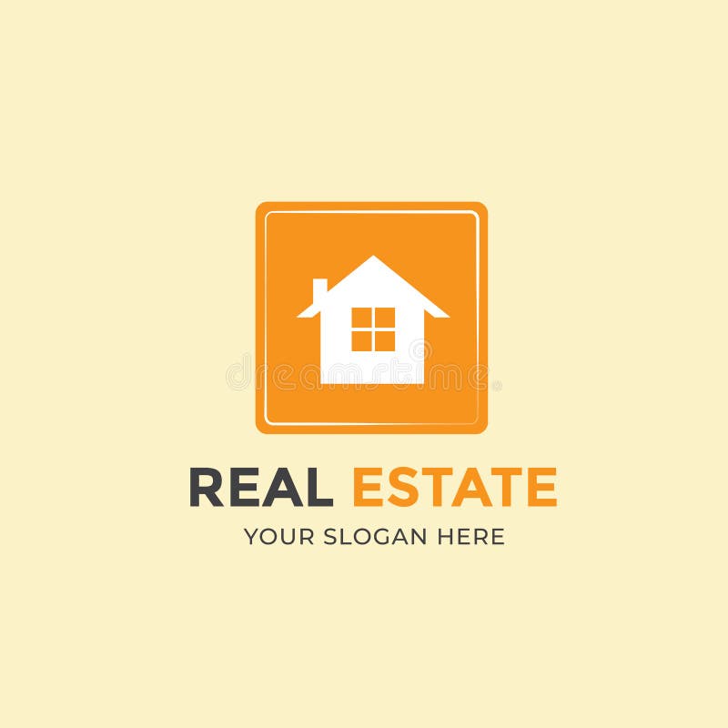 Orange and Grey Home Logo Vector. Real Estate Logo Template Stock ...