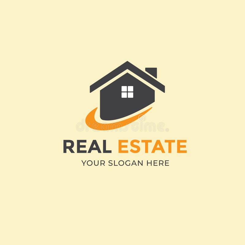 Orange and Grey Home Logo Vector. Real Estate Logo Template. Stock ...