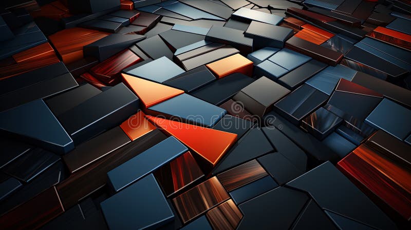 Orange and Grey Random 3d Cubes or Blocks Digital Technology Background ...