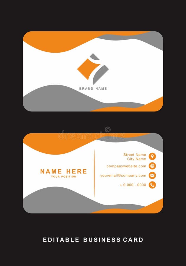 Orange Grey Rounded Business Card Template Stock Vector - Illustration ...