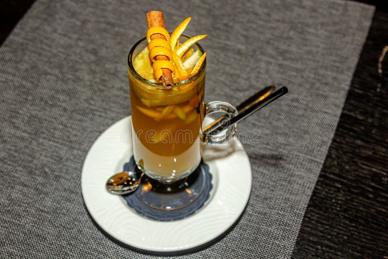 Orange Grog in a Tall Glass Stands on the Bar Stock Photo - Image of ...