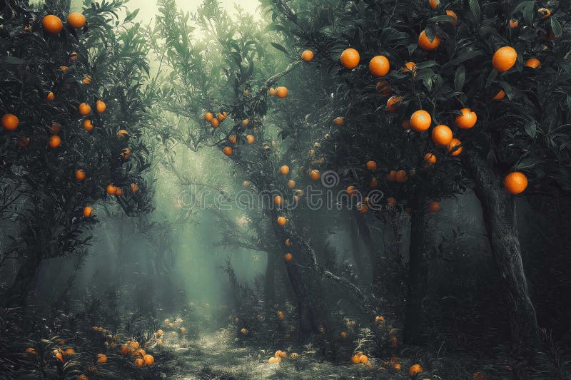 An Orange Grove with Lots of Oranges Growing on the Trees Stock Image ...