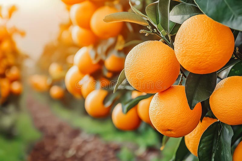 An Orange Grove with Lots of Oranges Growing on the Trees Stock Photo ...