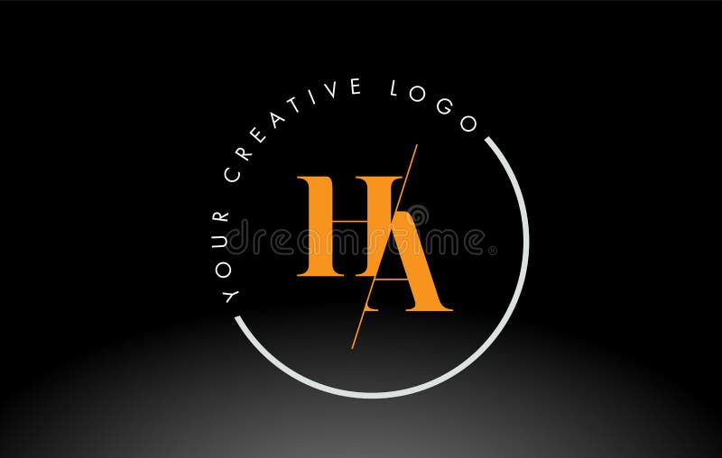 Orange HA Serif Letter Logo Design with Creative Intersected Cut Stock ...