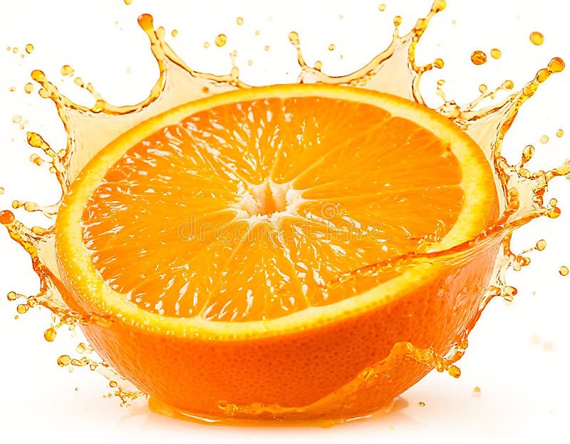 An Orange Half is Captured Mid-splash, Surrounded by a Burst of Vibrant ...