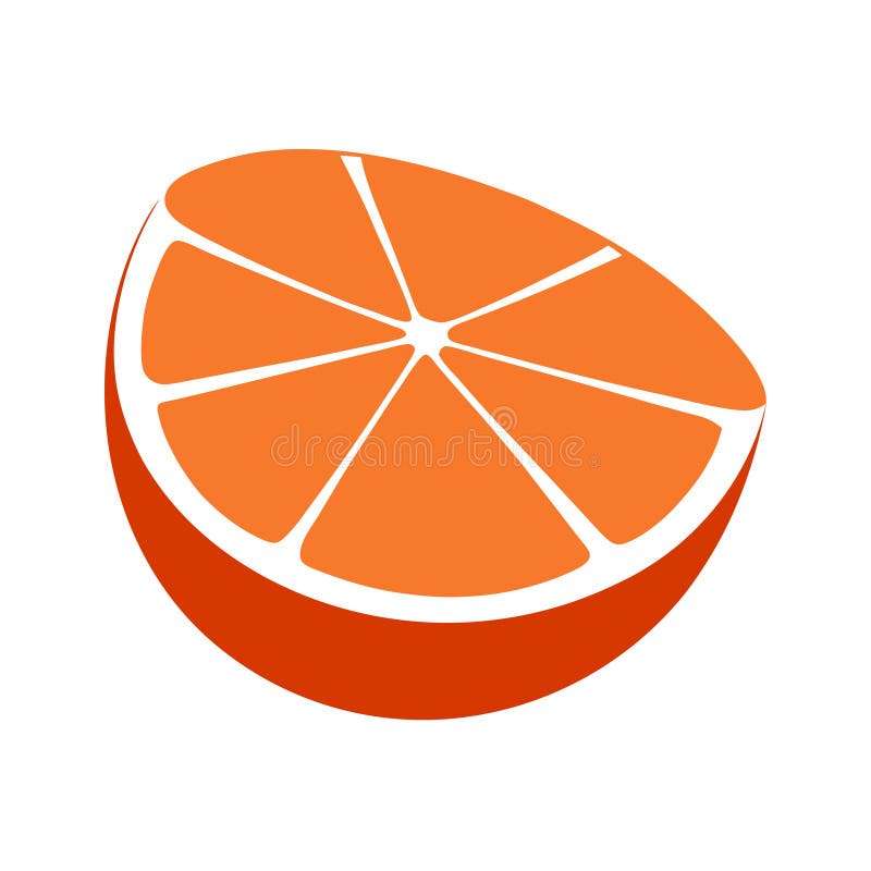 Orange Half Cross-Section with Gradient Shading and Segments Stock ...